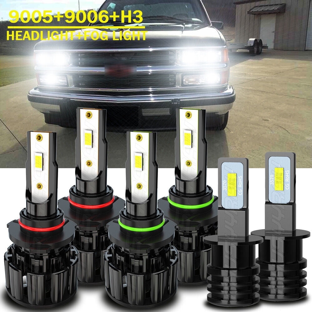 CHUSYYRAY LED Headlight Bulbs 9005 9006 HI/Lo Beam & H3 Fog Light Bulbs ...