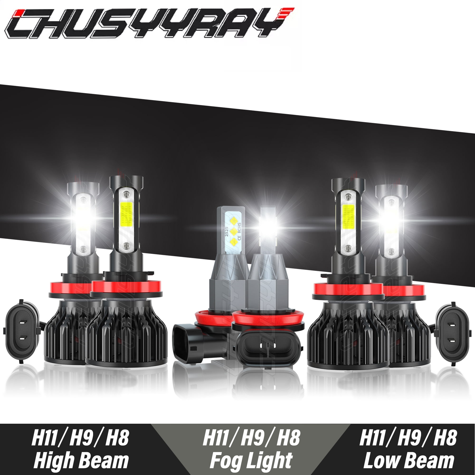 CHUSYYRAY LED Headlight High Low Beam Fog Light Bulbs Kit Compatible for Toyota Tacoma 2016-2019 ...
