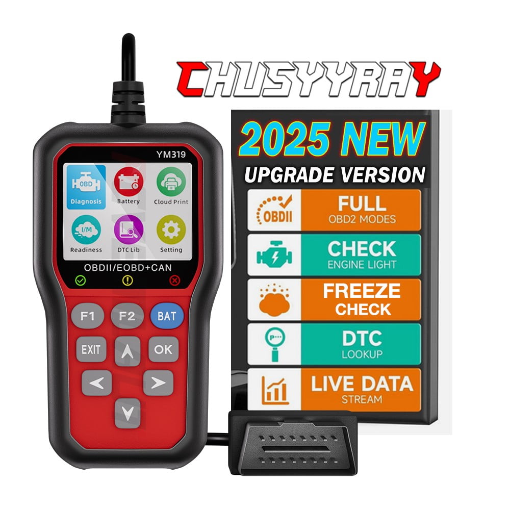 CHUSYYRAY OBD2 Scanner: Cloud Printing, IPS Screen, Full Functions for 12V Vehicles - Walmart.com