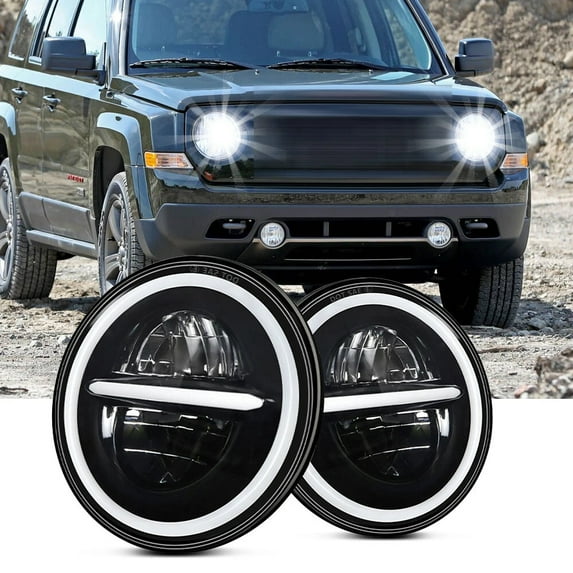 CHUSYYRAY Pair 7" Round Seal LED Headlights DRL Projector Light for ...