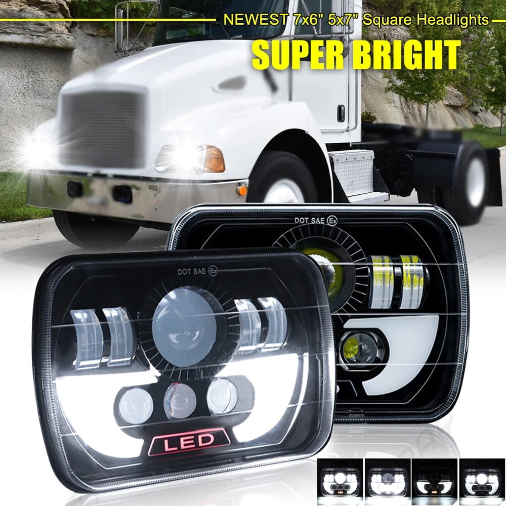 CHUSYYRAY Pair 7x6" 5x7 Inch LED High Low Beam Headlights DRL for ...