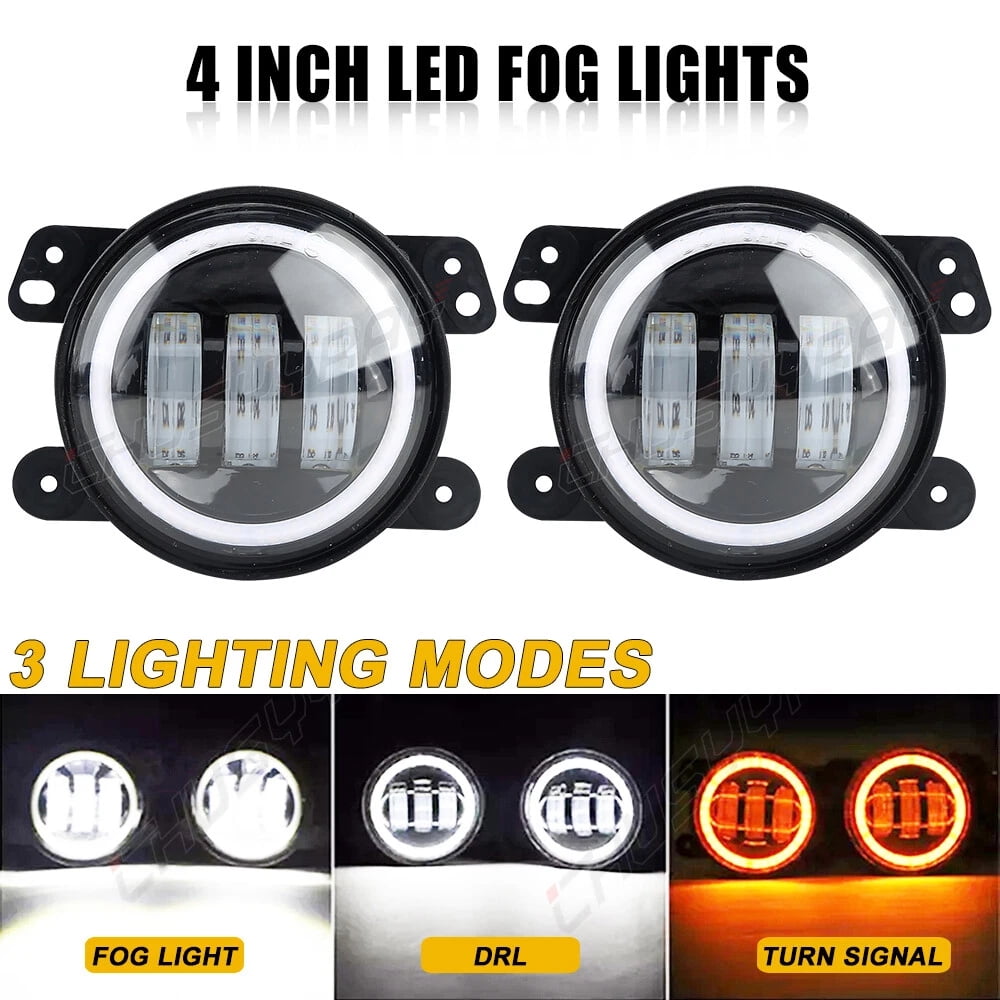CHUSYYRAY Pair LED Clear Fog Light Bumper Lamp Replacement for Jeep ...