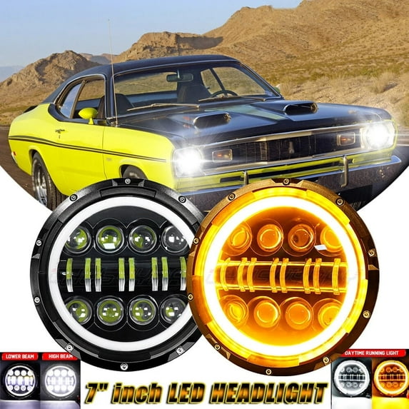 CHUSYYRAY Pair fit Plymouth Duster 340 1970-1975 7" Inch Round LED ...