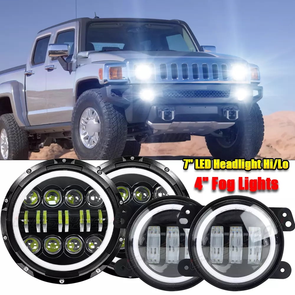 CHUSYYRAY fit Hummer H3 2006-2010 H3T Dot 7"Inch Round LED Headlights ...