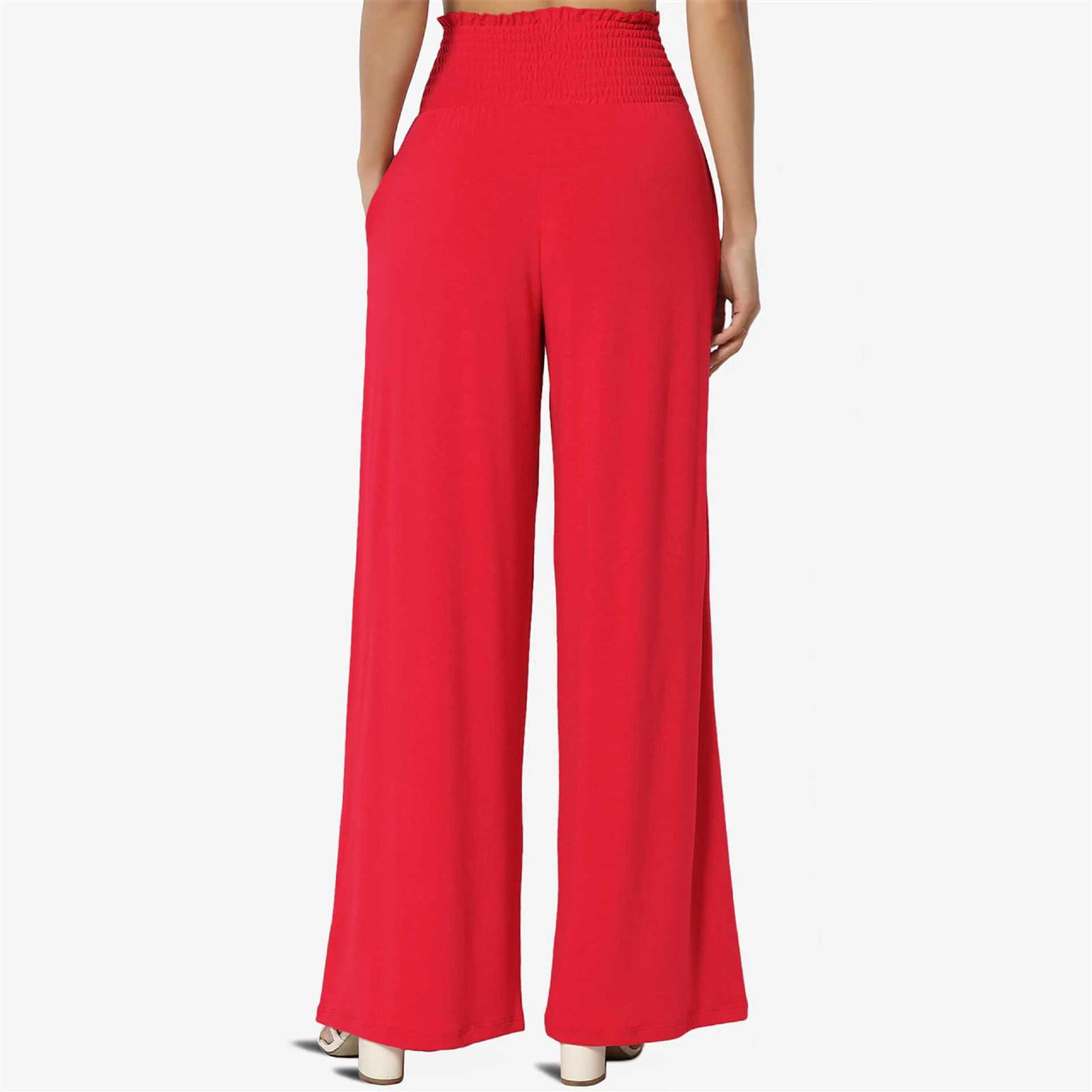 CHWGFWL Wide Leg Pants for Women Ladies Cotton Linen Solid Color High ...