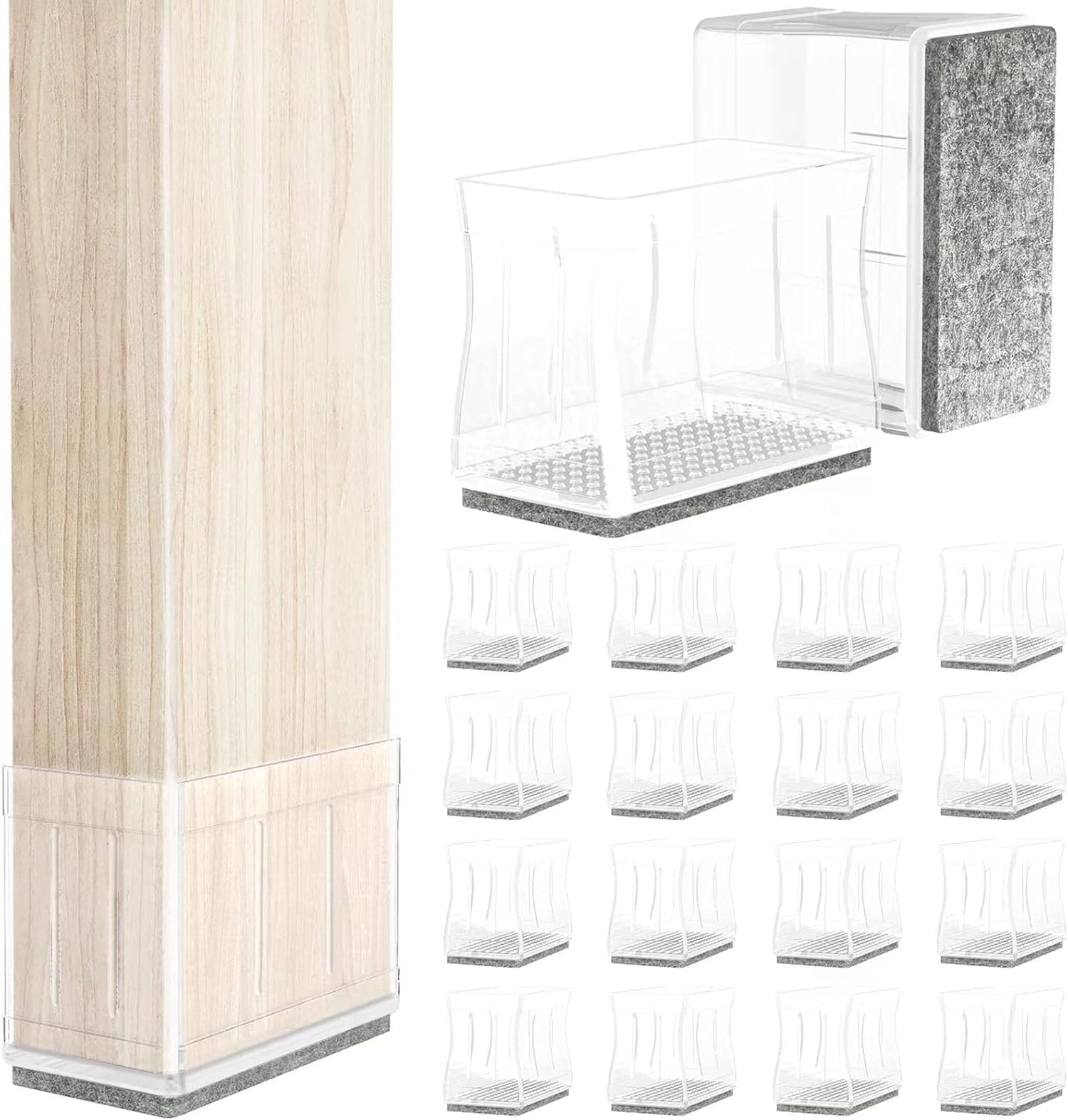 CHWM Rectangular Chair Leg Floor Protectors, with Felt Pads, Furniture ...