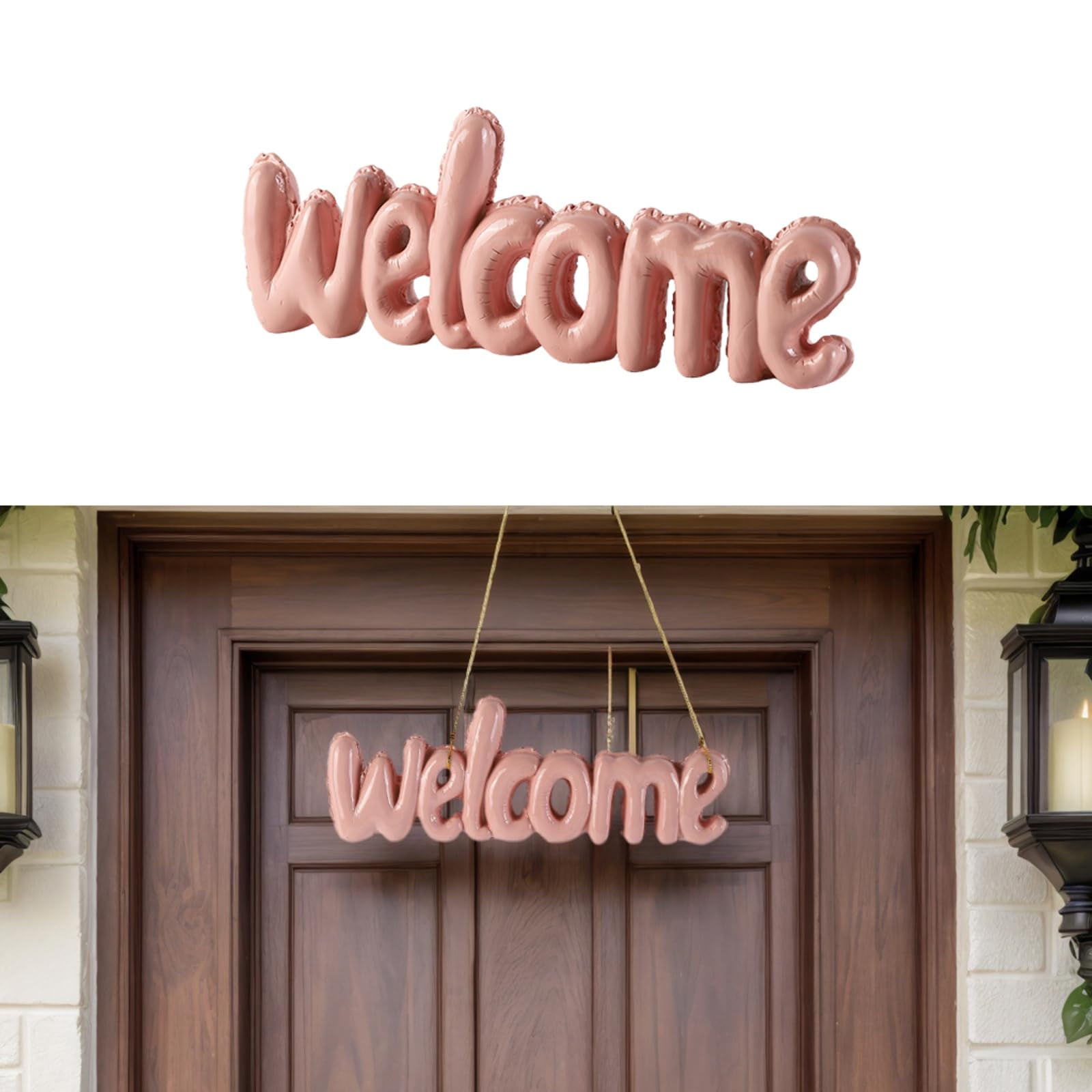 CHWUGOXI Pink Welcome Sculpture, Outdoor Welcome Porch Sign In The ...