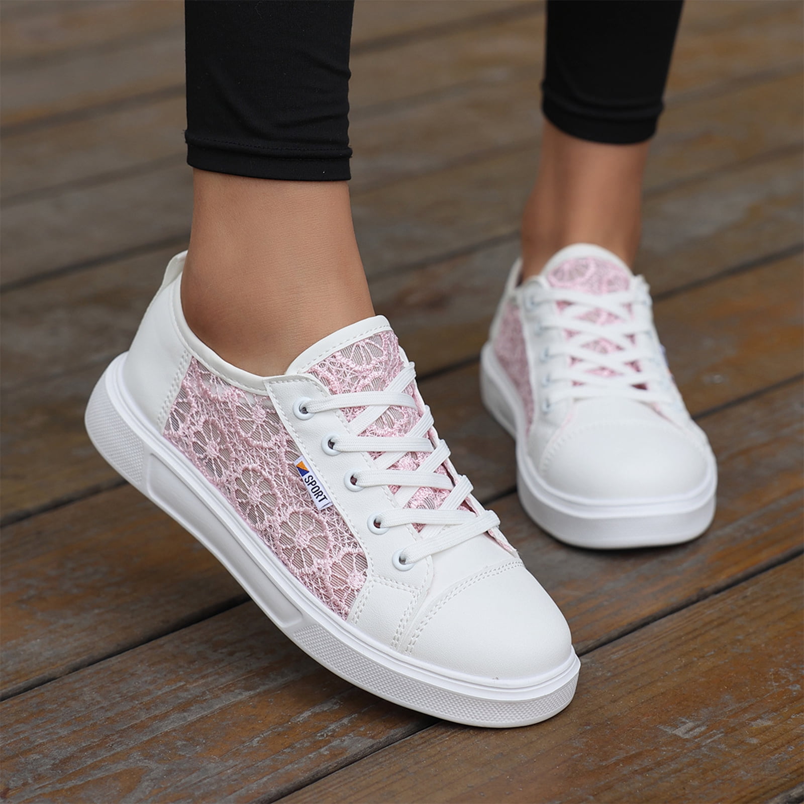CHWshoes Women's Mesh Lace Floral Lace Up Fashion Sneakers Hollow Out ...