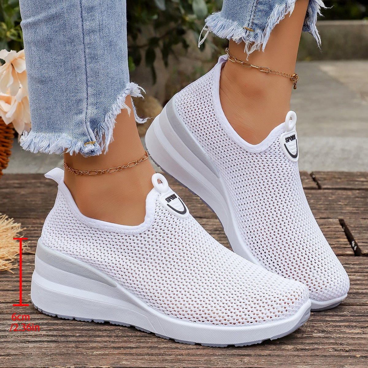 CHWshoes Women's Slip On Casual Shoes Soft Sole Heel Comfortable ...