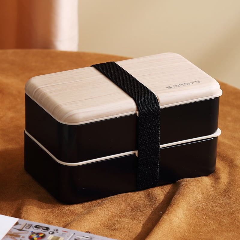 CHXIN 1.2L double-layer lunch box lunch box wooden wind office worker ...