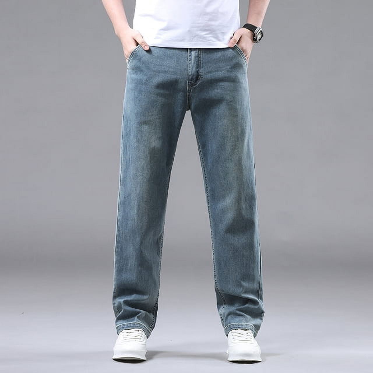 CHY FASHION 2024 Summer 95% Cotton Loose Straight Jeans Men Business ...