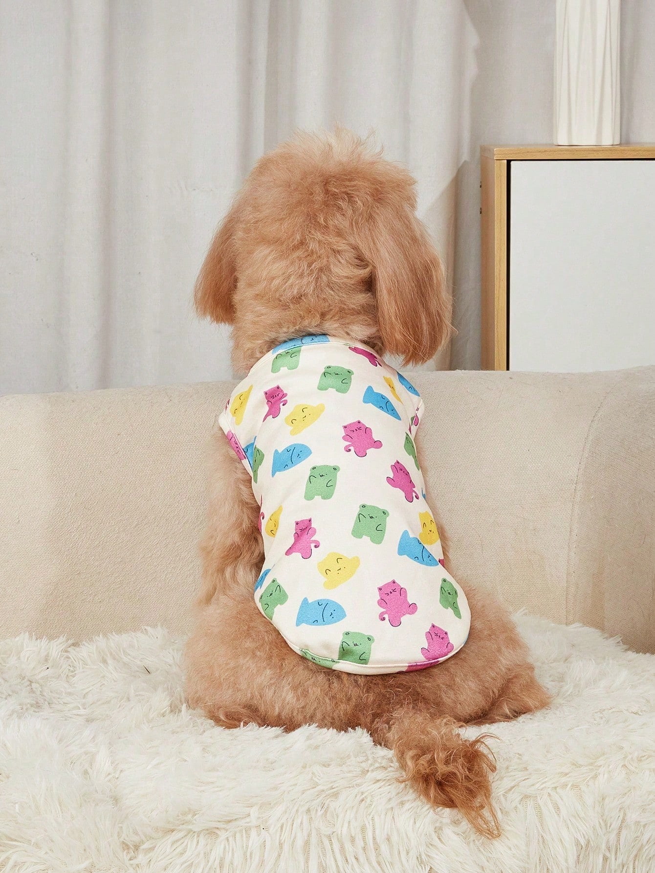 CHY Spring and summer thin velvet pet vest cartoon hooded small clothes, suitable for small and ...