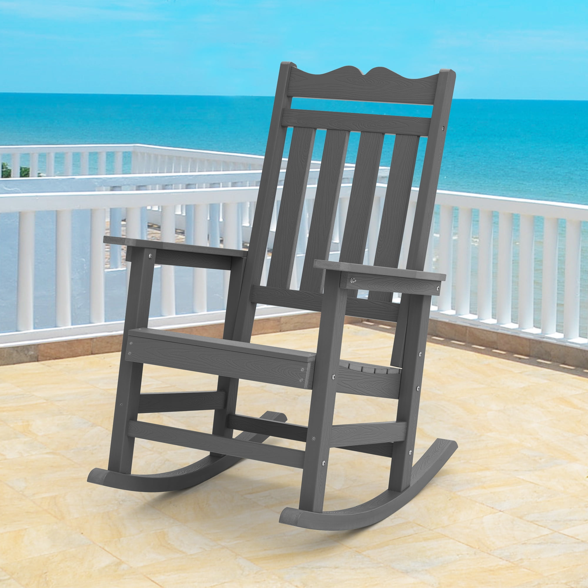 CHYVARY 1 Peak Patio Adirondack Chair Plastic Single Chairs, Rocking ...