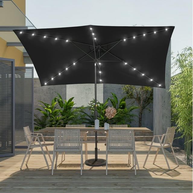 CHYVARY Rectangular LED Patio Umbrella, 10 x 6.5ft, for Backyard, Deck ...