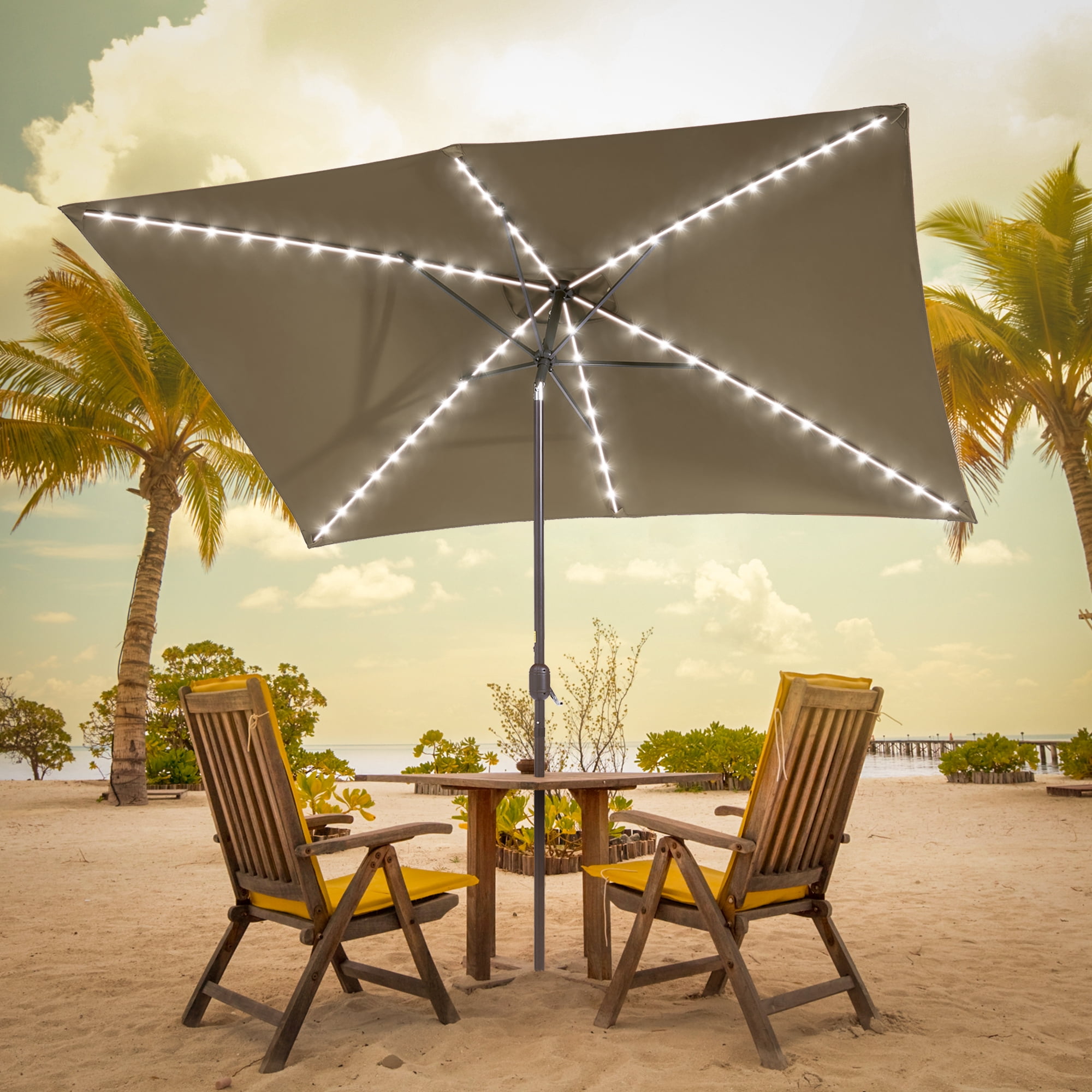 CHYVARY 10 x 7 ft LED Outdoor Patio Rectangle Aluminum Frame Table ...