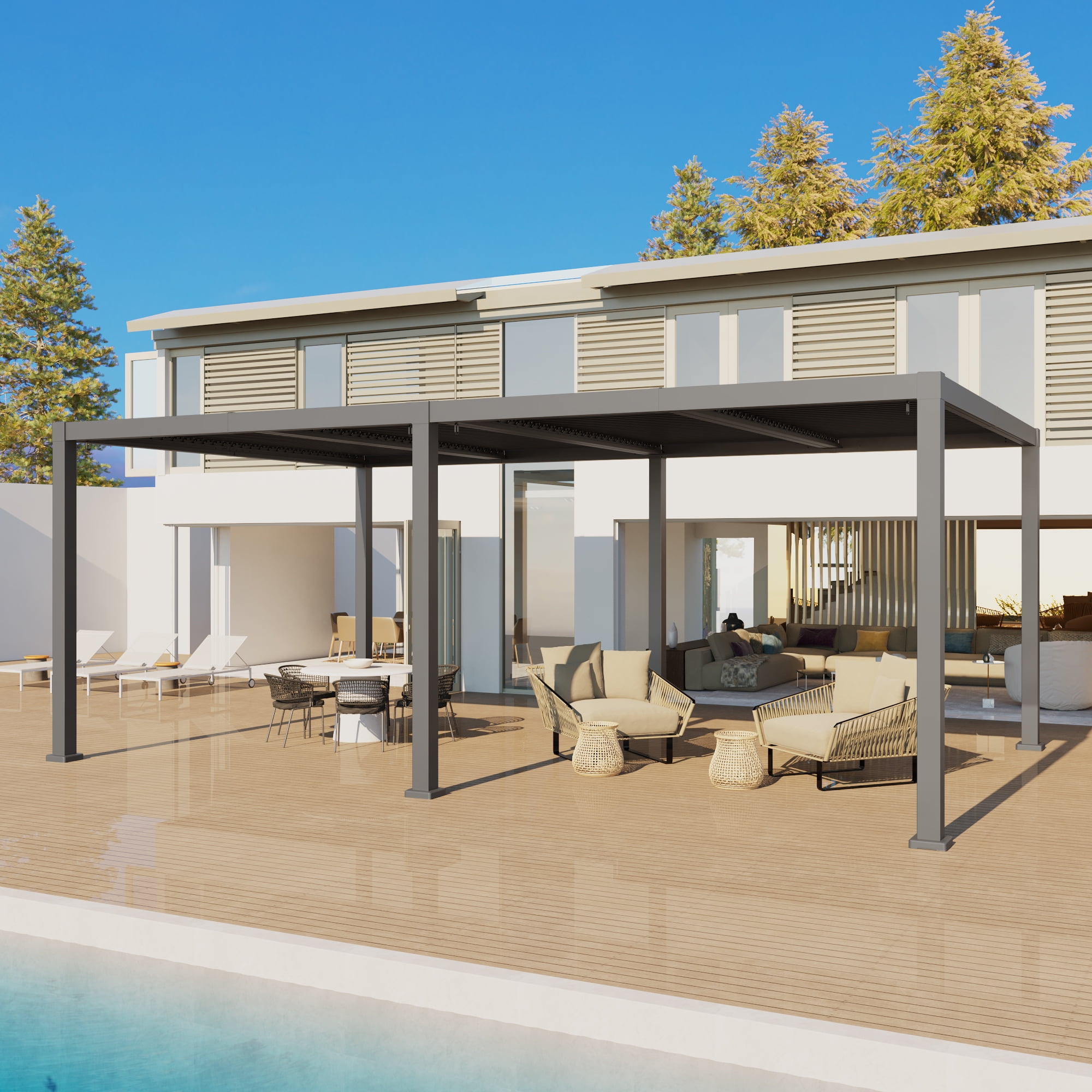 CHYVARY 12x20ft Patio Pergola All Aluminum with Adjustable Louvered ...