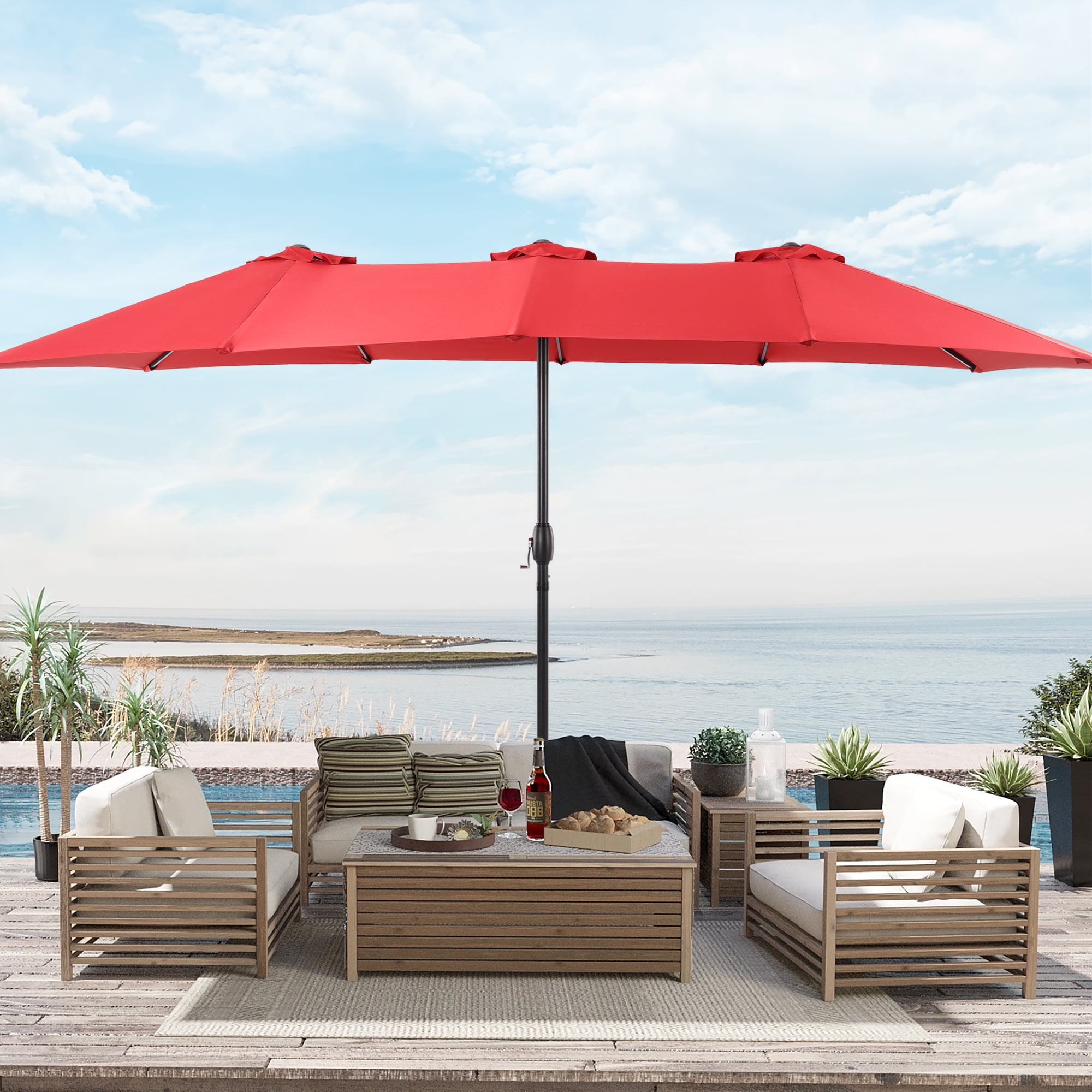 CHYVARY 15 x 9ft Double-Sided Patio Umbrella with Large Canopy Outdoor ...