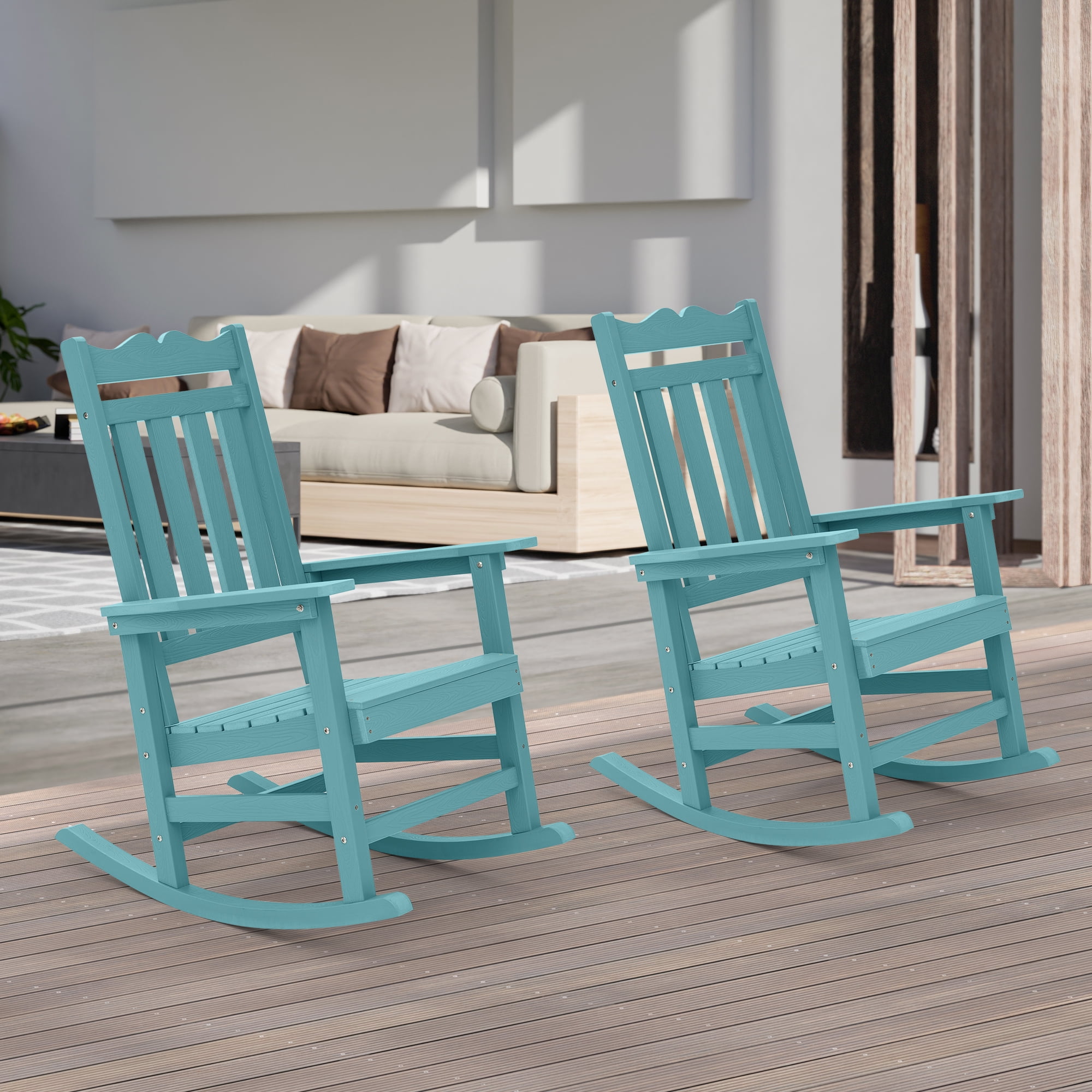 CHYVARY 2 Peak Patio Adirondack Chair Plastic Single Chairs, Rocking ...