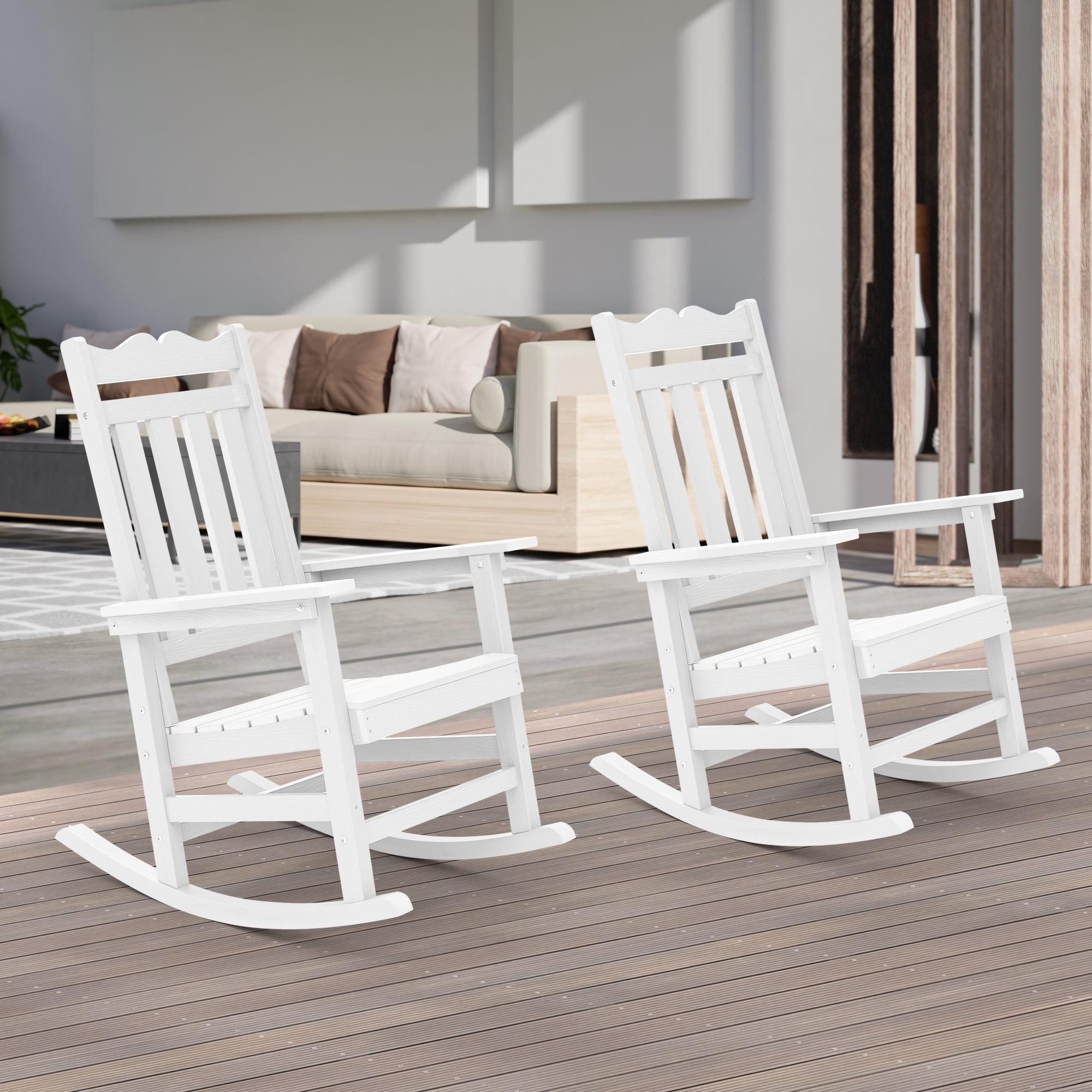 CHYVARY 2 Peak Patio Adirondack Chair Plastic Single Chairs, Rocking ...