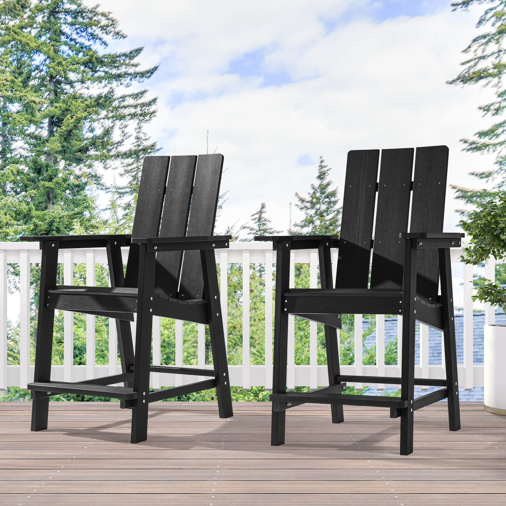 CHYVARY 2 Peaks Patio Adirondack Chair Plastic Single Chairs, Bar-Style ...