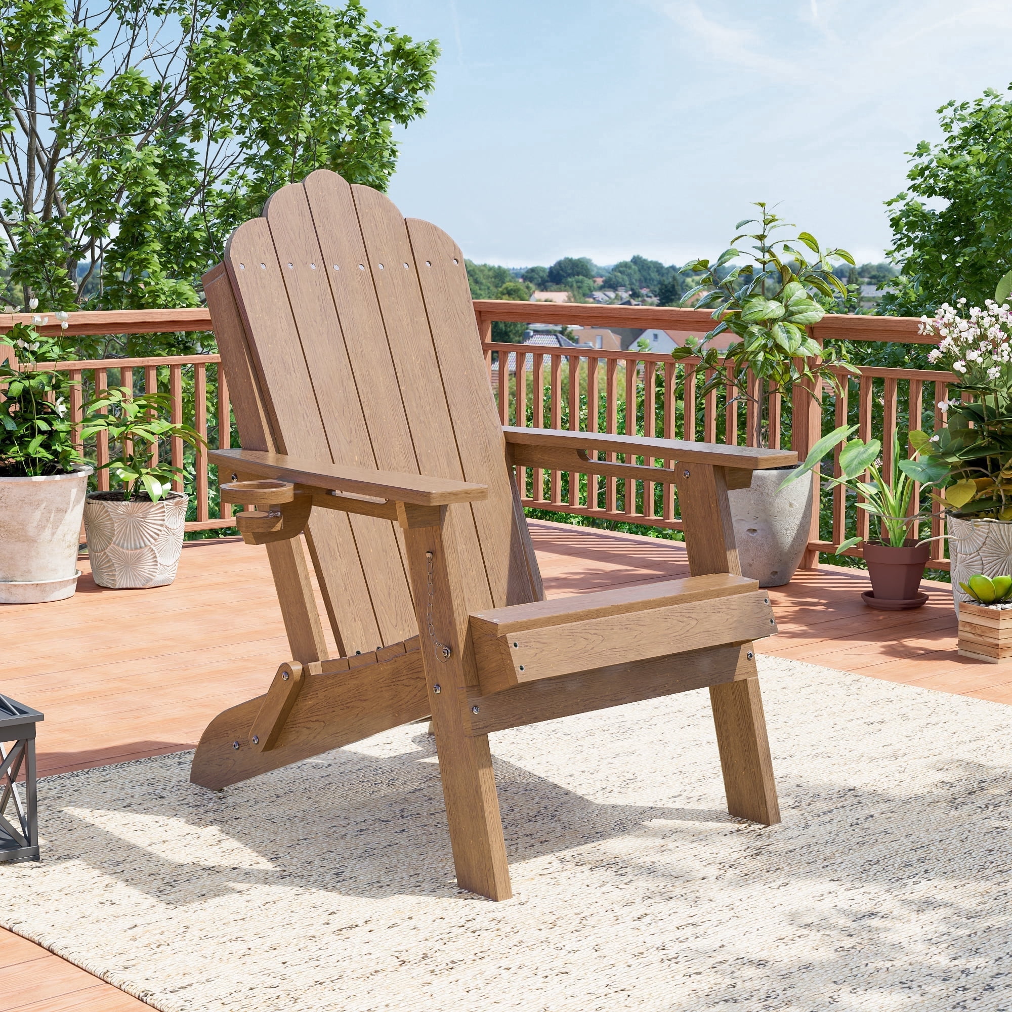 CHYVARY Foldable Adirondack Chair, Heavy Duty HDPE Patio Furniture with ...