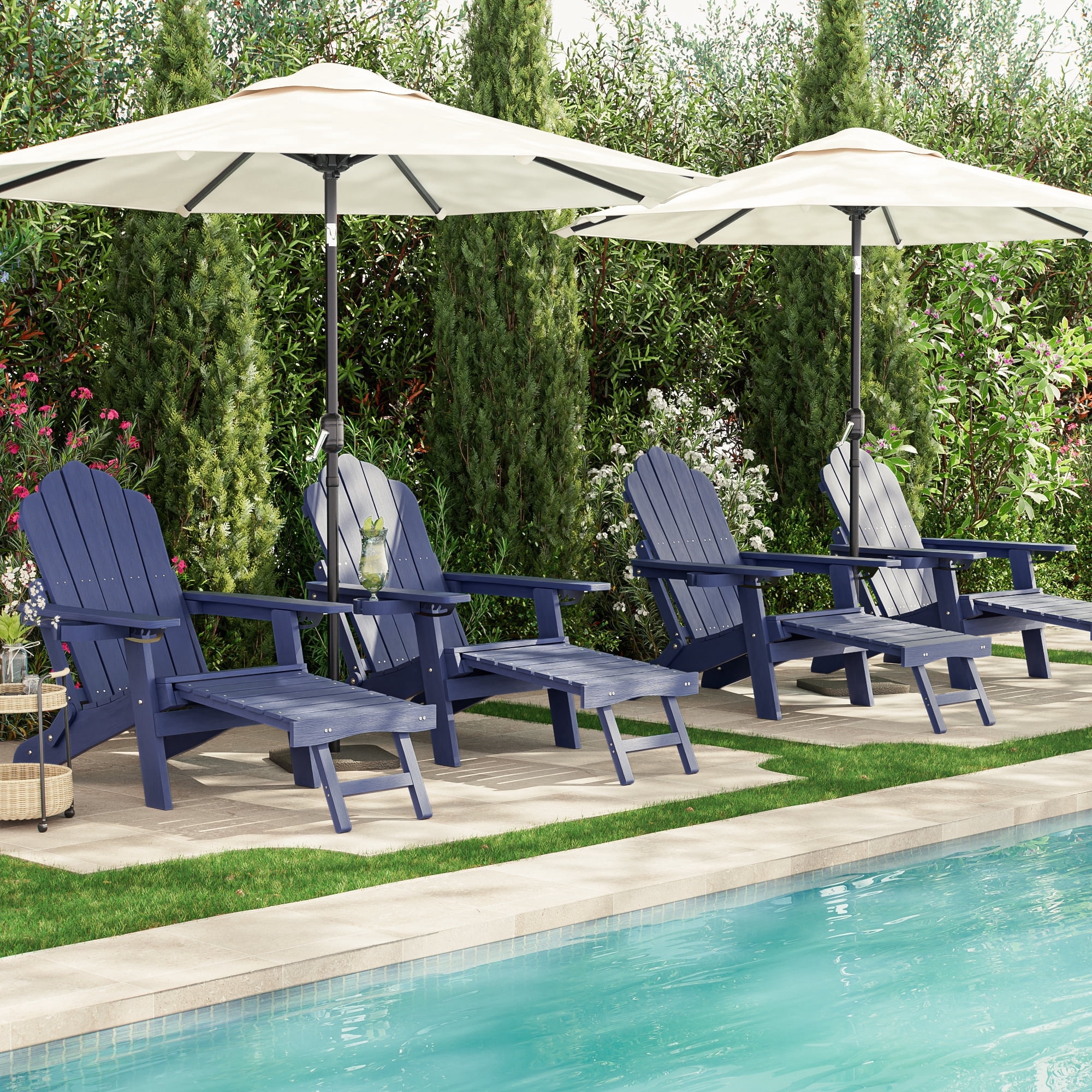 CHYVARY Folding Adirondack Chair Set of 4, Fire Pit Patio Chair with ...