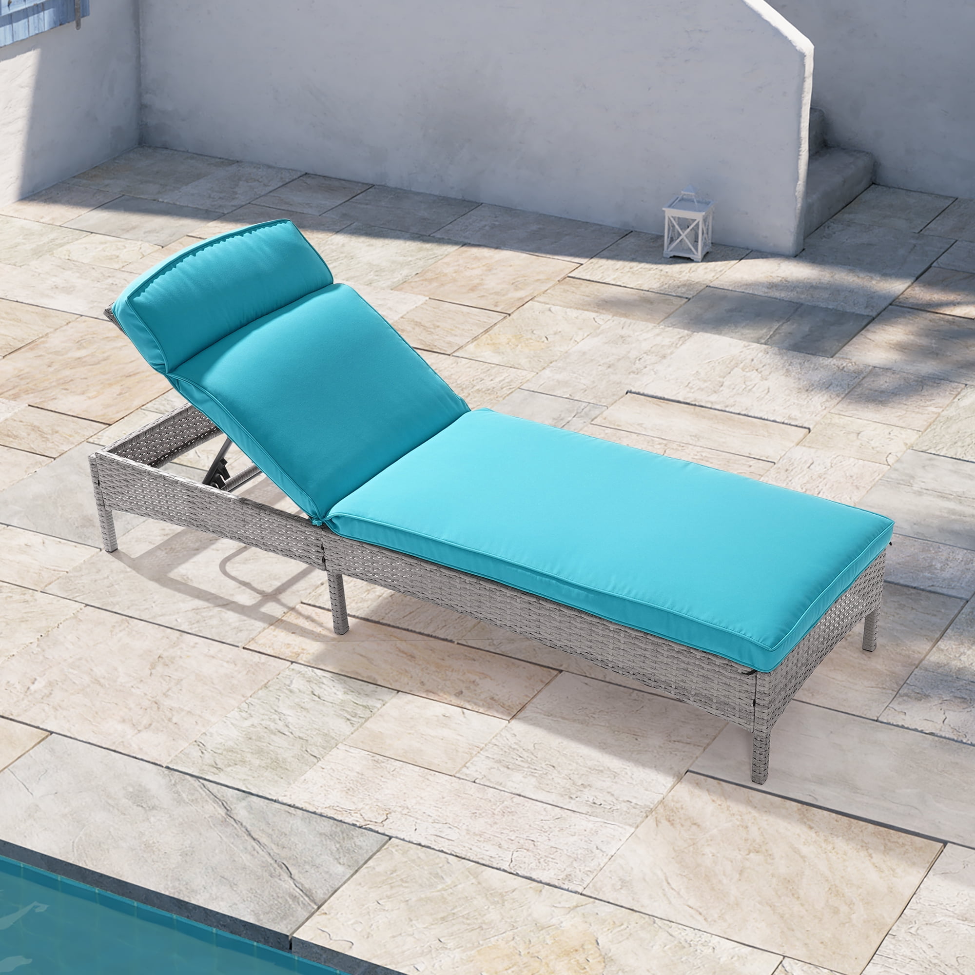 CHYVARY Outdoor Lounge Chaise Patio Rattan Chair Adjustable Inclination ...