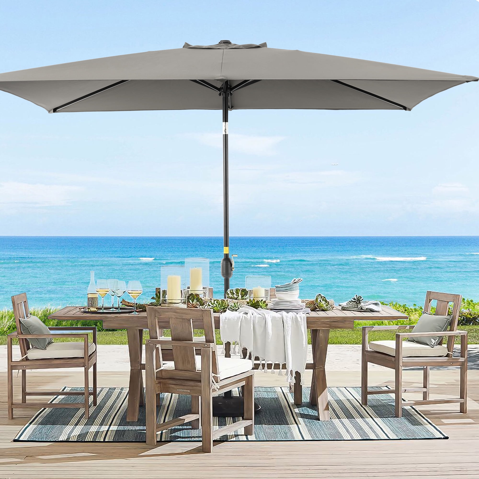CHYVARY Outdoor Patio 6x9ft Deck Market Umbrella, Outside Table ...