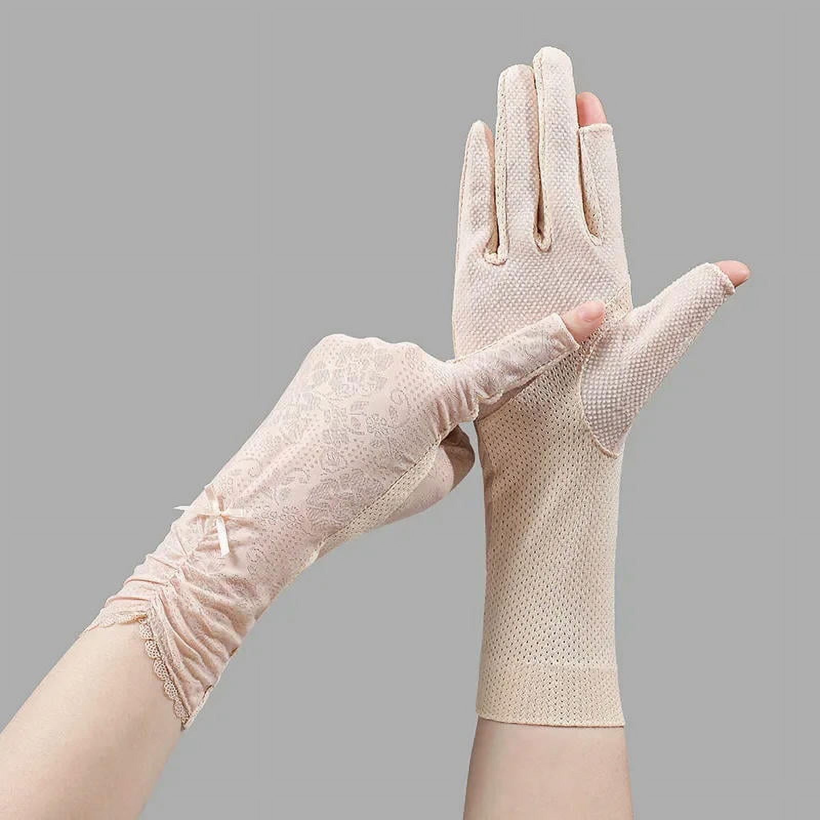 CHYYCNYCH Ice Half Finger Spring Summer Thin Long Lace Outdoor Riding ...