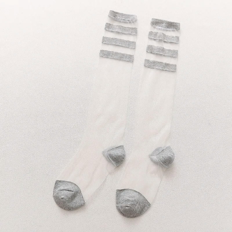 CHYYCNYCH Sexy Lace Mesh Fishnet Long Stockings Mixed Fiber Transparent ...