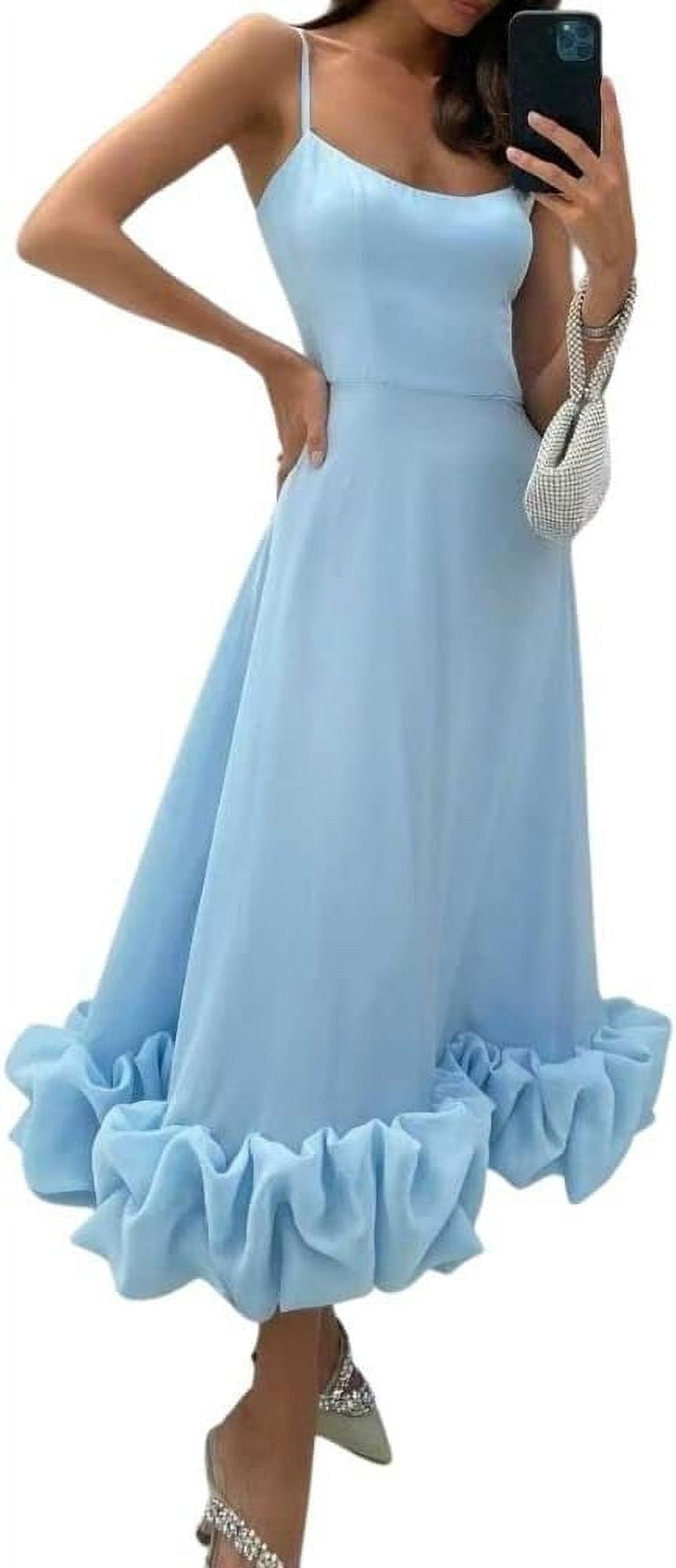 CHYYCNYCH Women's Sexy Sleeveless Ruffle Maxi Dress Low-Cut Neck ...