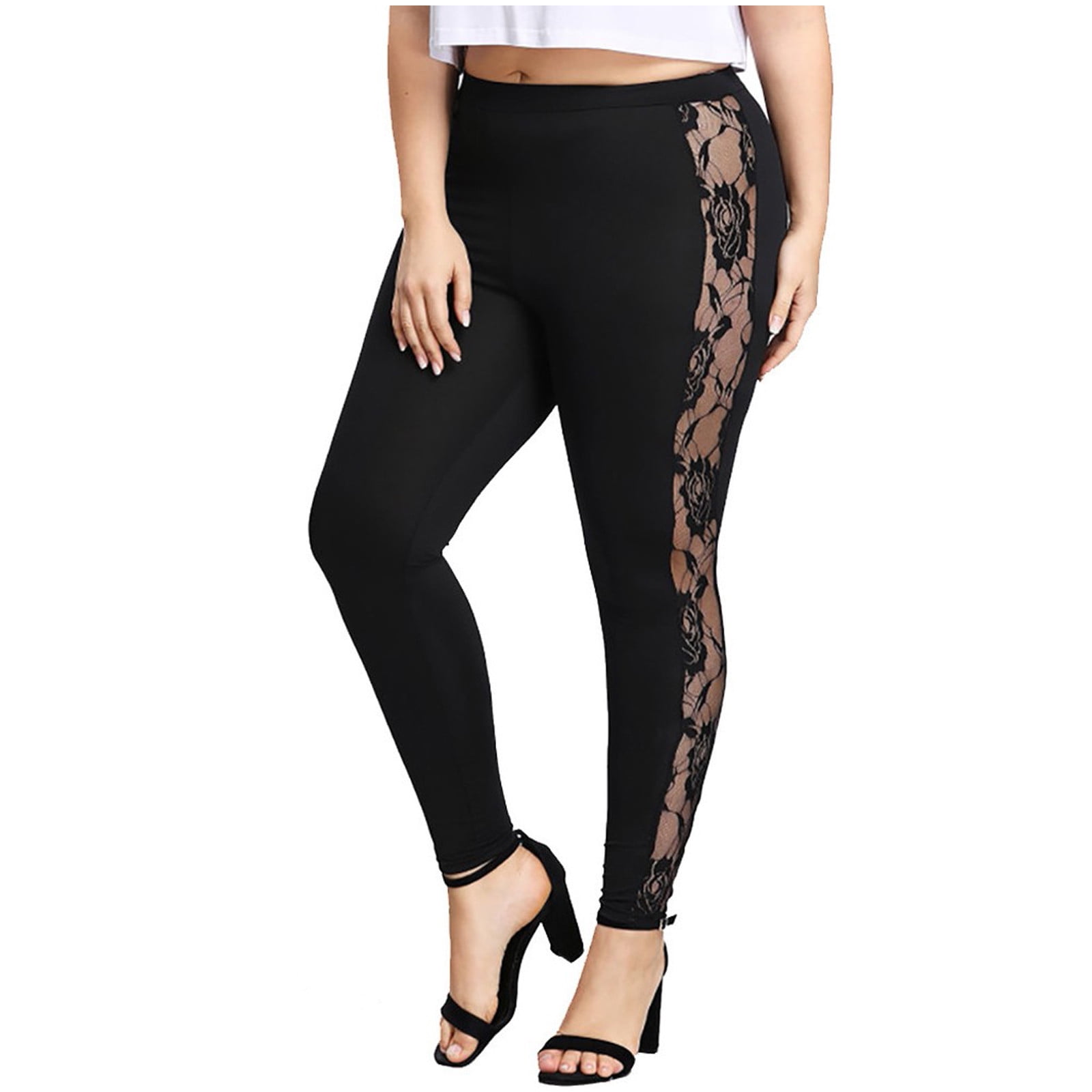 CHZATXI Leggings for Women Plus Size Belly Control Elastic High Waisted ...