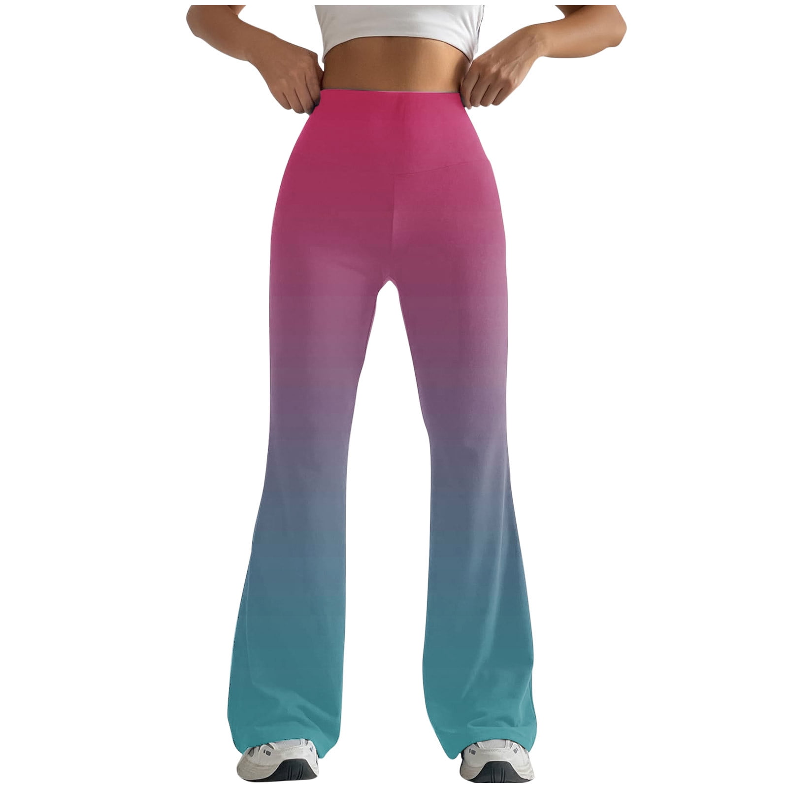 CHZAYXI Leggings for Women Elastic High-Rise Slim Flare Pant Gradient ...