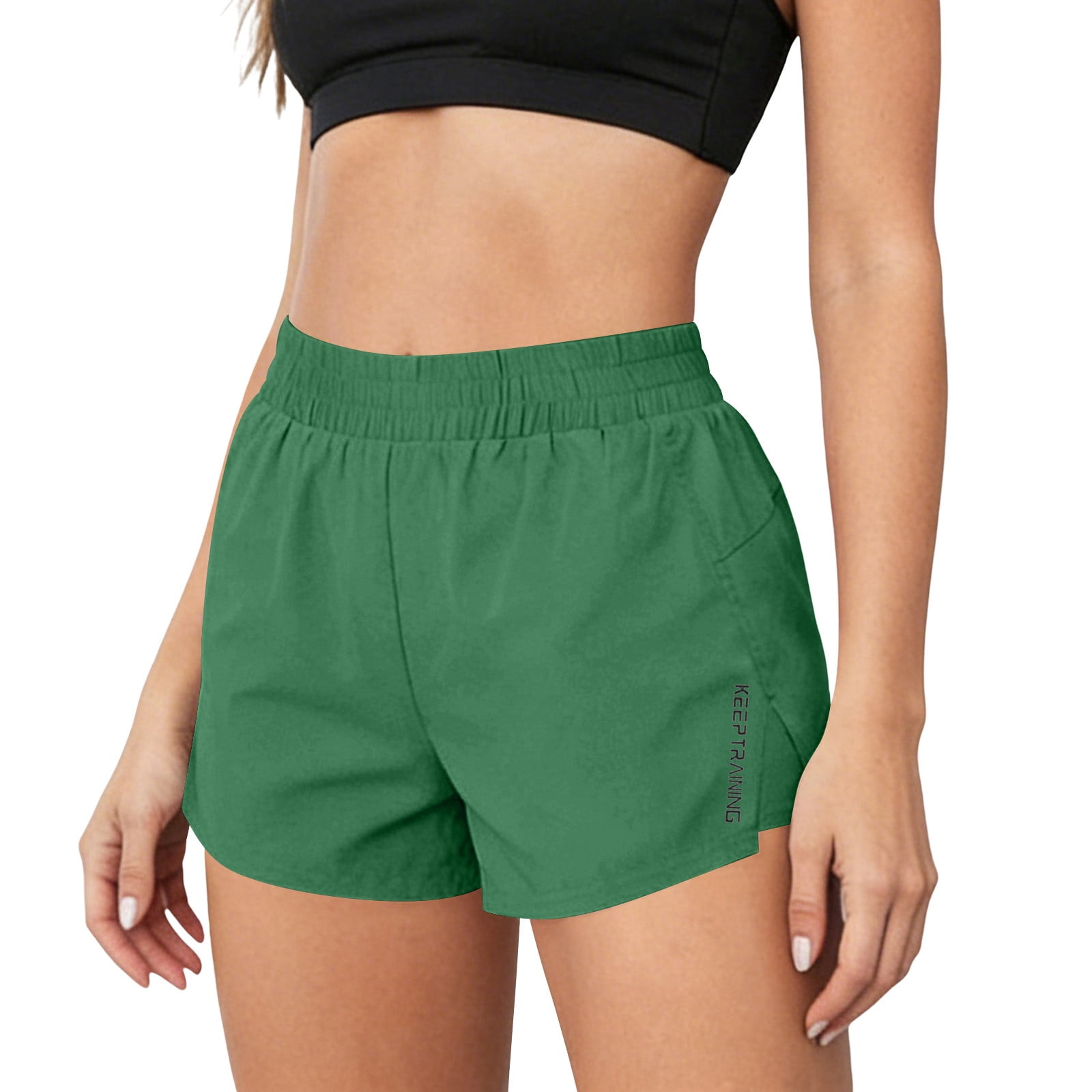CHZAYXI Running Shorts for Women Summer Casual Elastic Mid-Waisted Wide ...