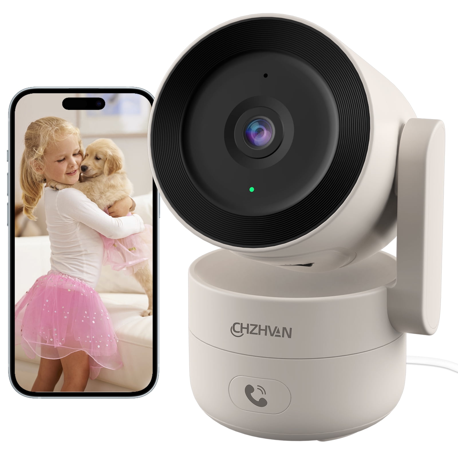 CHZHVAN P52 Surveillance Camera with Pan & Tilt, Cry Detection, 2.5K ...