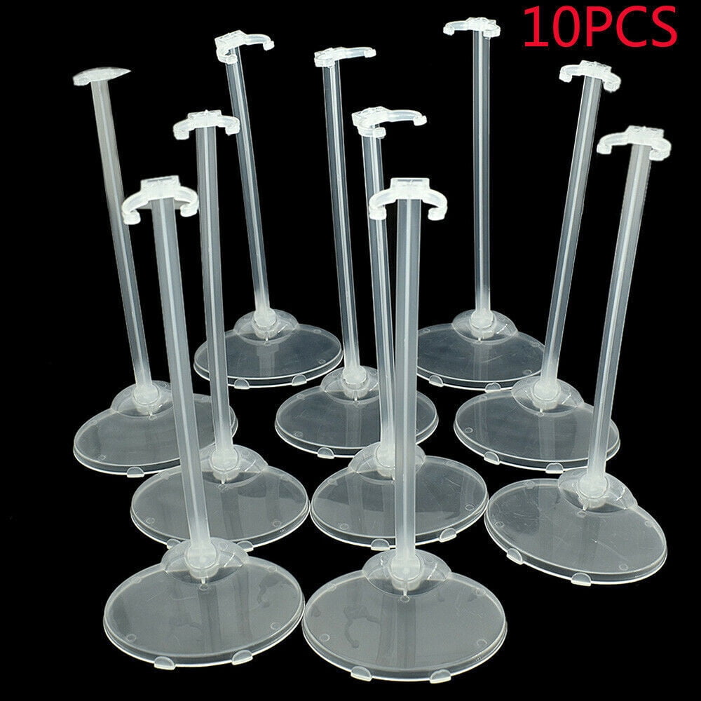 CHZIMADE 10 Pieces Plastic Clear Doll Stand Display Holder for Dolls ...