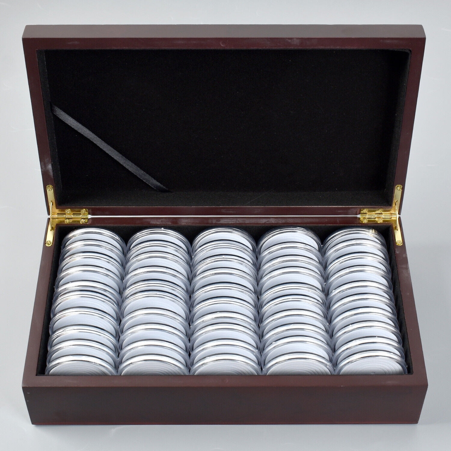 CHZIMADE 50 Pieces 46mm Wooden Coin Capsules Holder Case Coin Storage ...