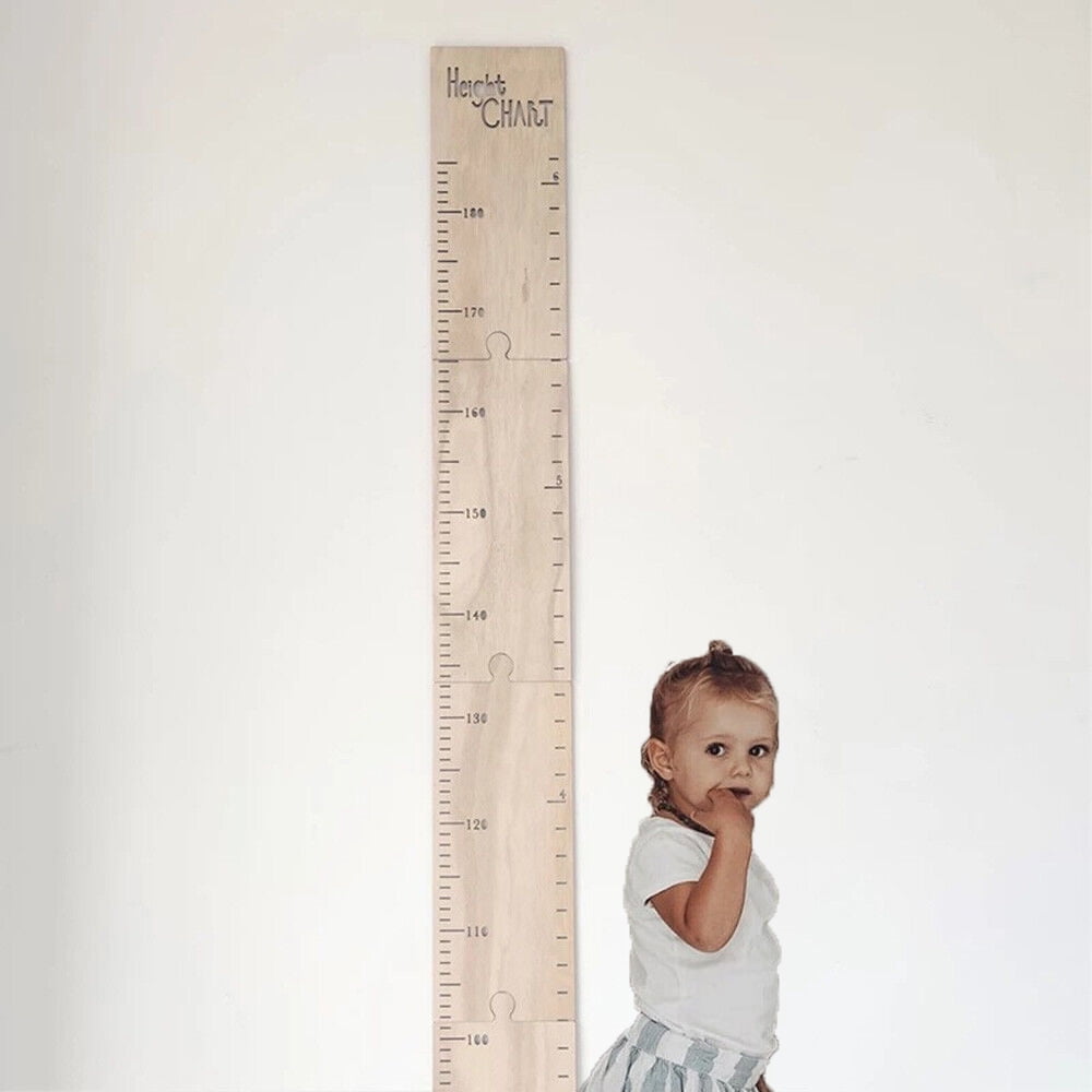 CHZIMADE Natural Wooden Wall-Mounted Growth Chart for Baby and Kid Room ...