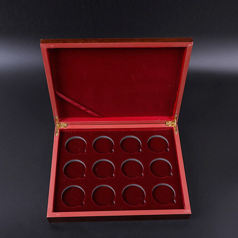CHZIMADE Wooden Coin Collection Organizer Storage Box For 12 Coins ...
