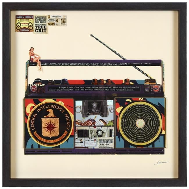 'CIA Boombox' Alex Zengs signed hand-made dimensional art collage ...