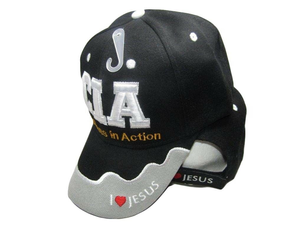 CIA Christians In Action Christian Black Hat Ball Cap I Love Heart ...