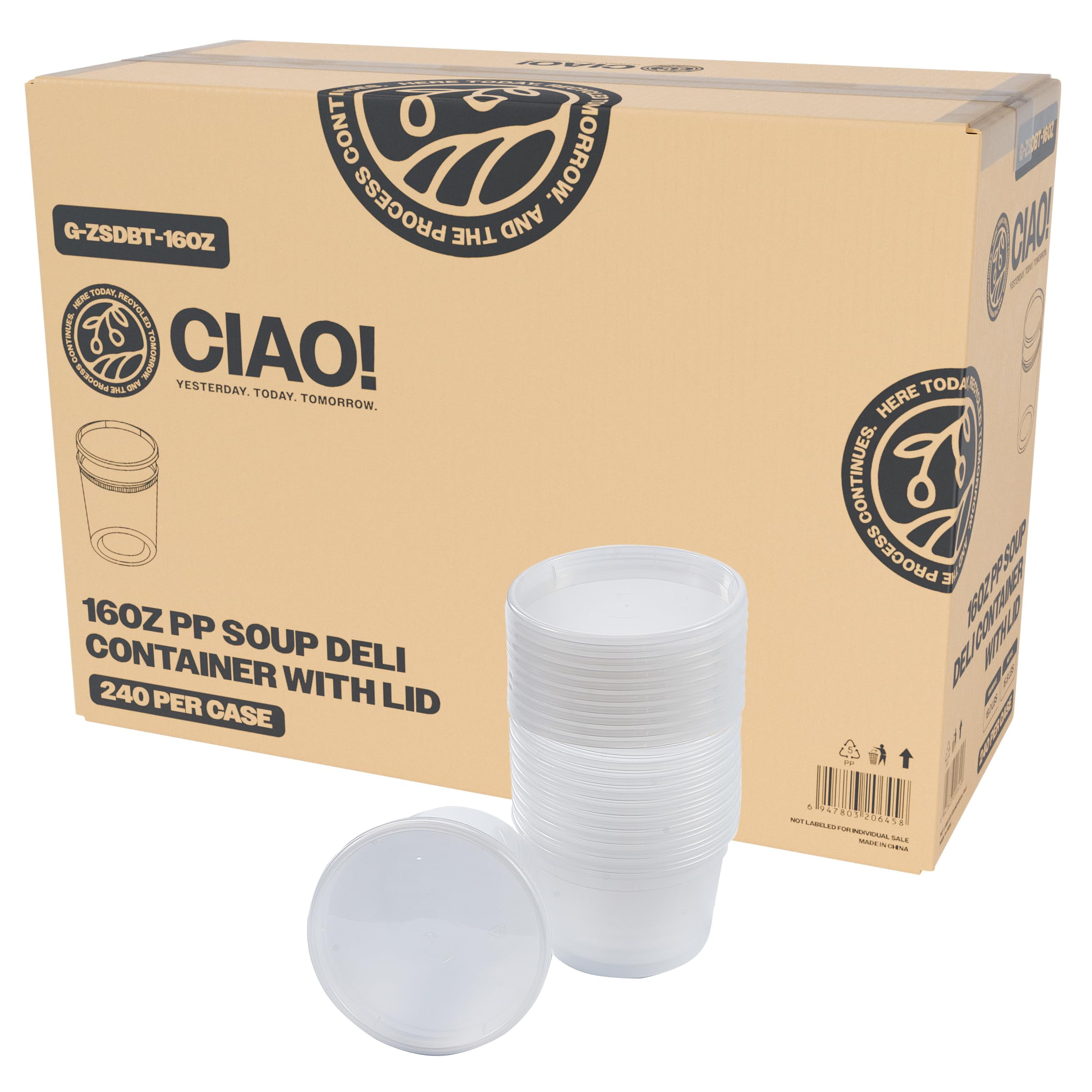 CIAO! 16oz PP Injection Molded Soup-Deli Container with LLDPE Lid ...