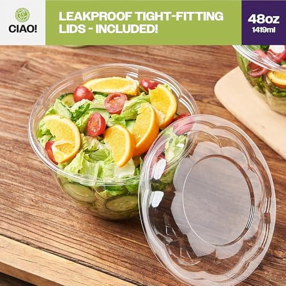 CIAO! 48 oz Clear PET Fruit and Salad Bowl with Rose Dome Lid (150/case) - Walmart.com