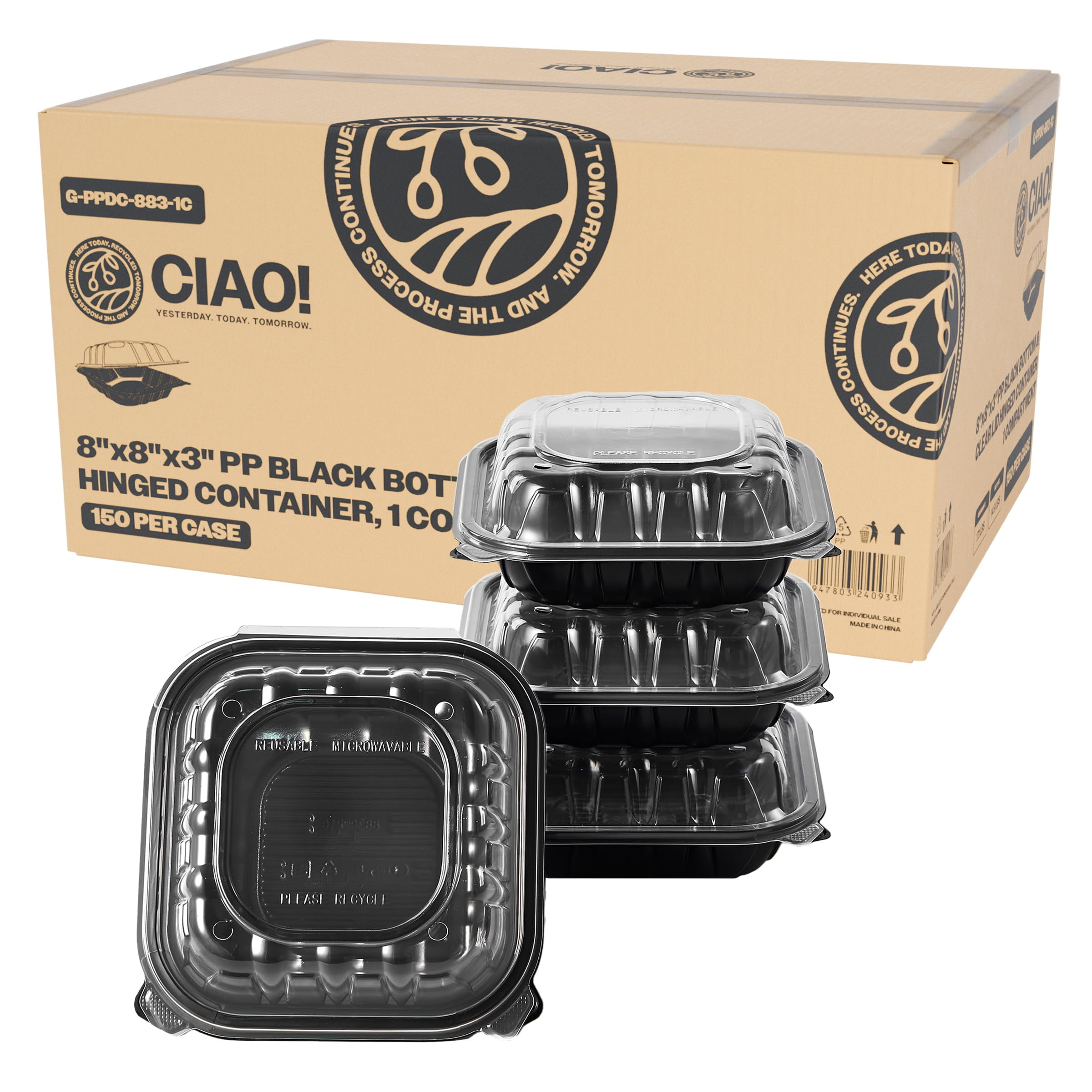 Customer reviews for CIAO! 8"x8"x3" Polypropylene Black bottom with ...