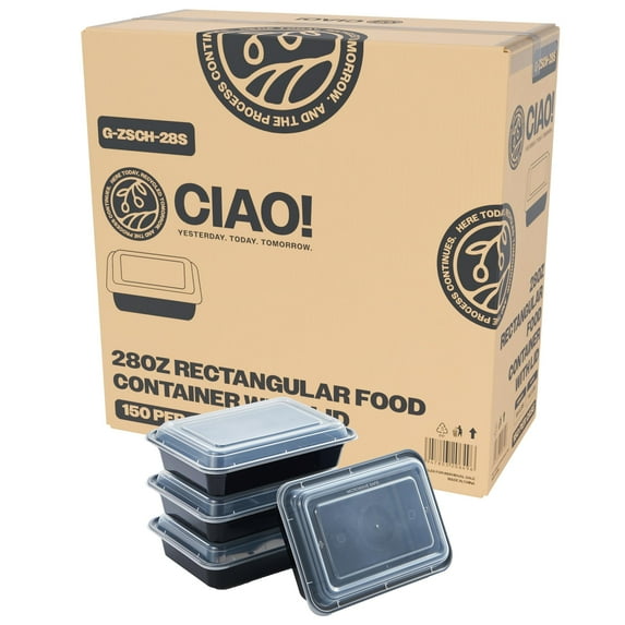 CIAO! Heavy Weight 28oz Injection Molded Microwavable Black Rectangular ...
