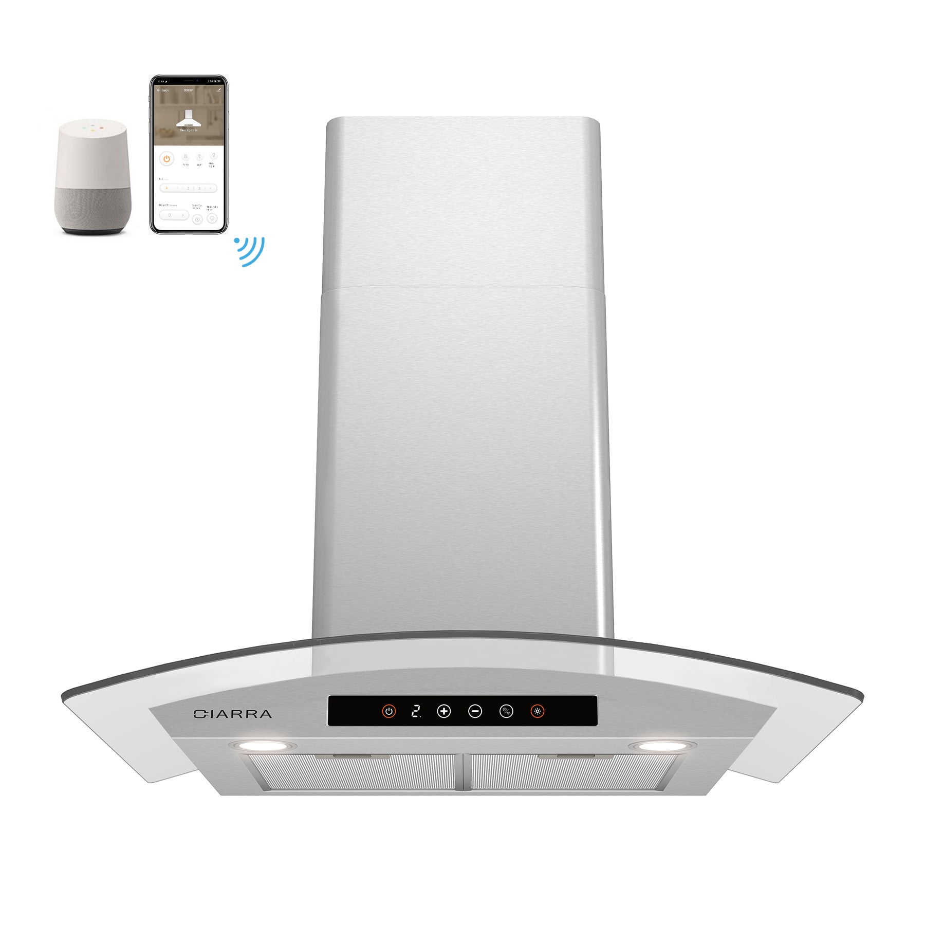 CIARRA Wall Mount Range Hood 30 inch 450 CFM with WIFI/Voice Control ...