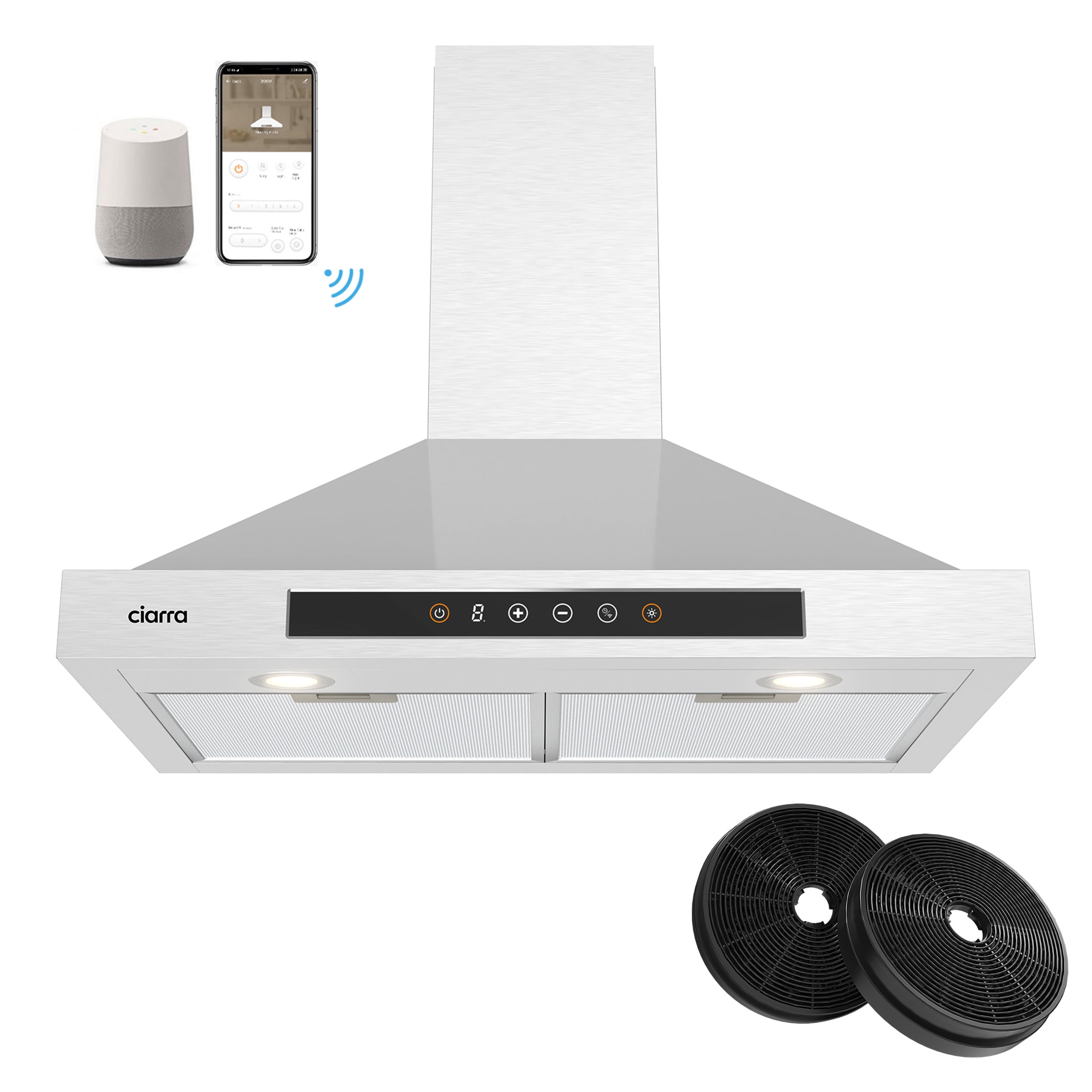 CIARRA Smart Range Hood 30 inch with Voice Control, Compatible with ...