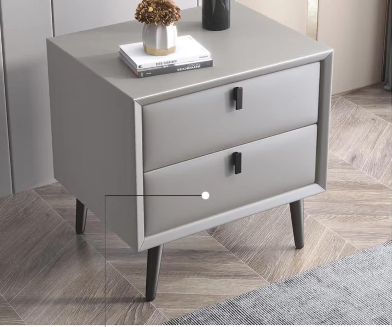 CIATRE Modern Nightstand with 2 Drawers, Night Stand with PU Leather ...