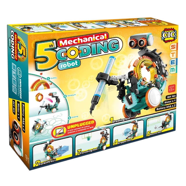 CIC Kits DIY Maker Robotics: CIC21-895 5 in 1 Mechanical Coding Robot for Kids - Walmart.com