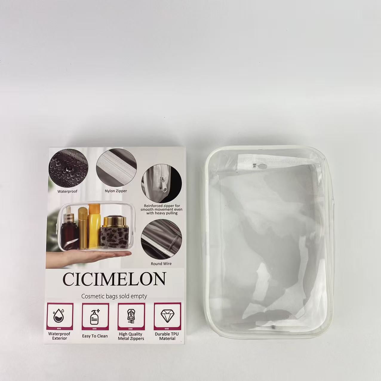 CICIMELON Cosmetic bags sold empty,Clear Cosmetics Bag PVC Zippered ...